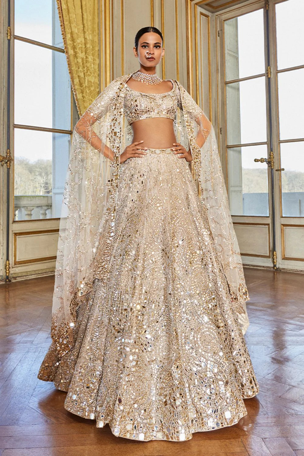 Rose Gold Mirror Work Lehenga Set – Studio East6