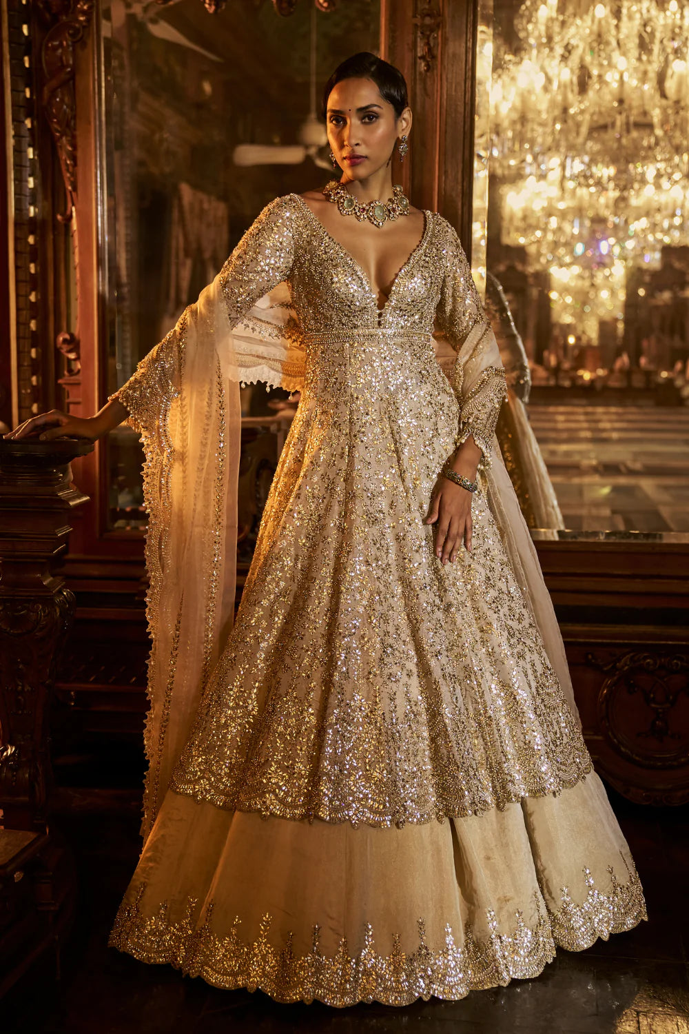 Silver Gold Jacket Lehenga Set – Studio East6