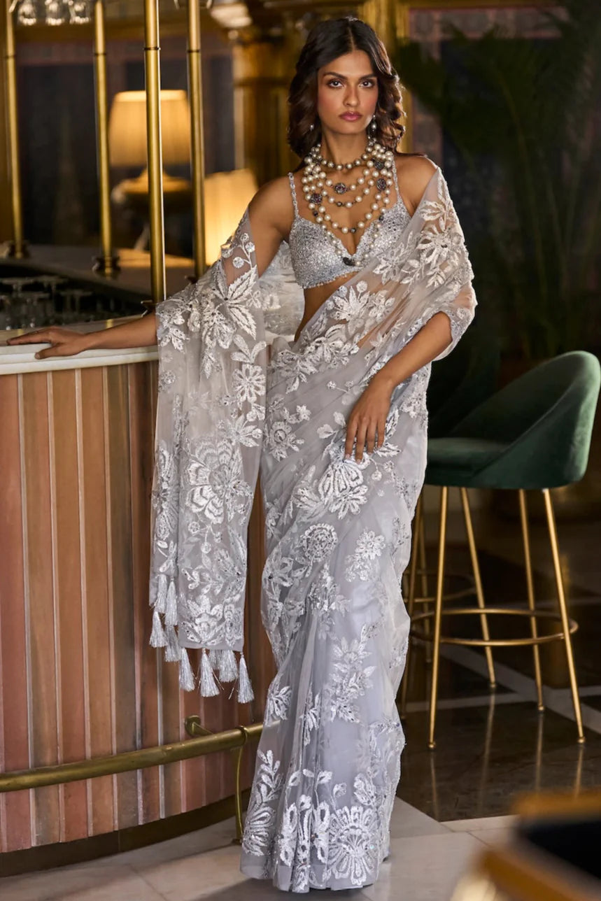 Metallic Silver Saree – Studio East6