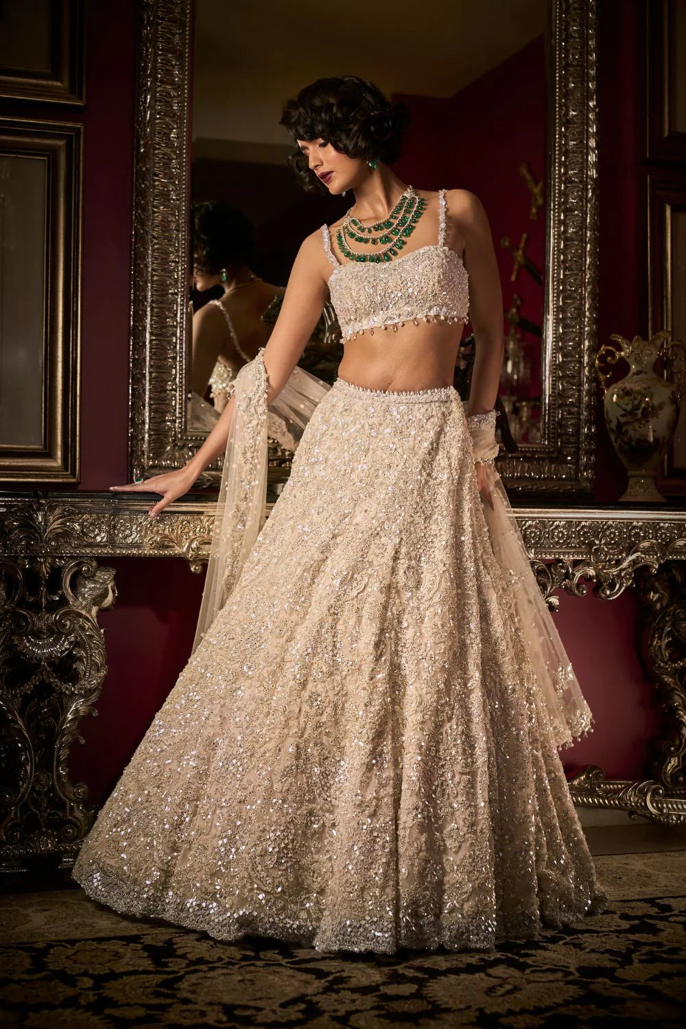 White Sequin Lehenga Set – Studio East6