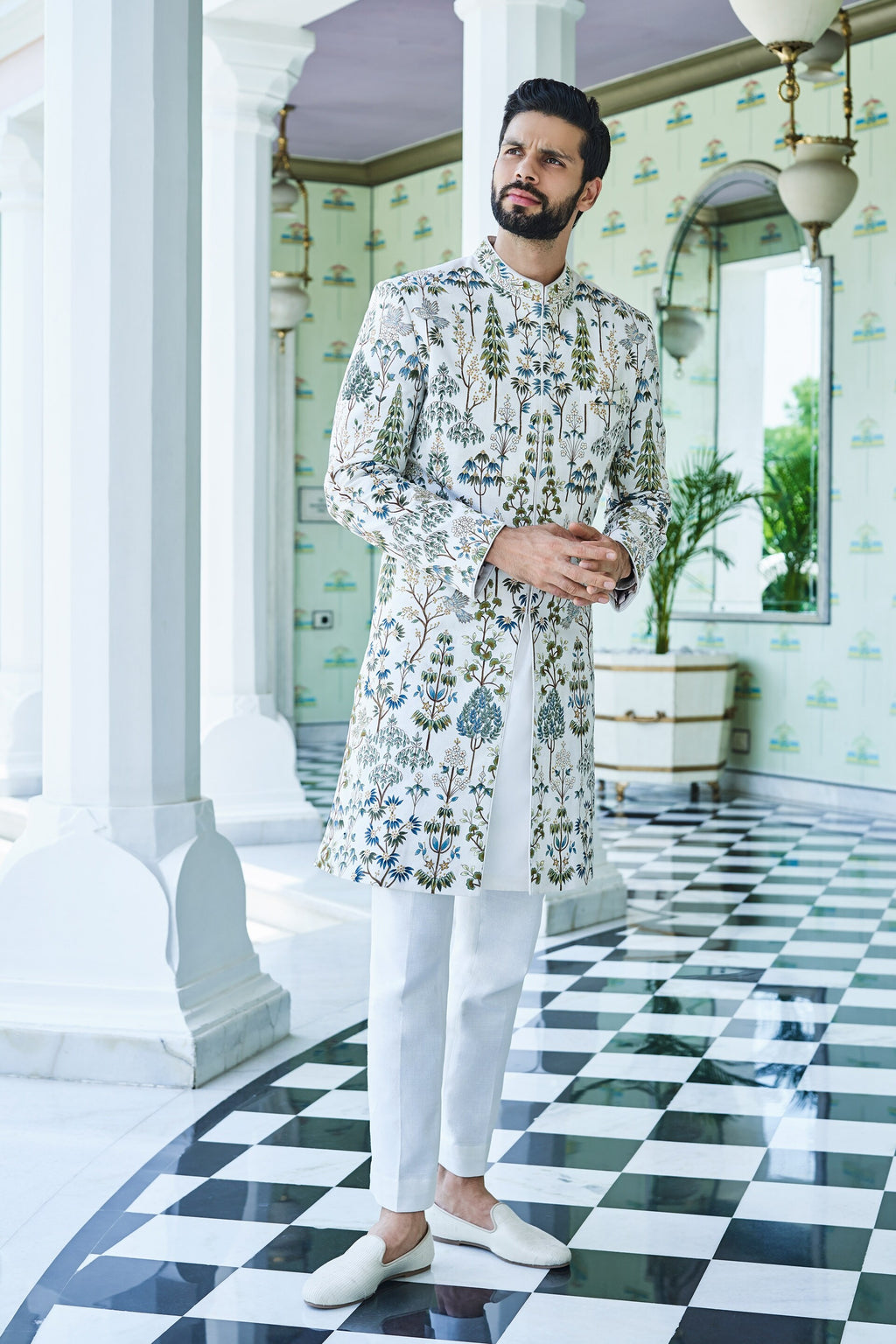 TAKSH SILK SHERWANI - OFF WHITE – Studio East6