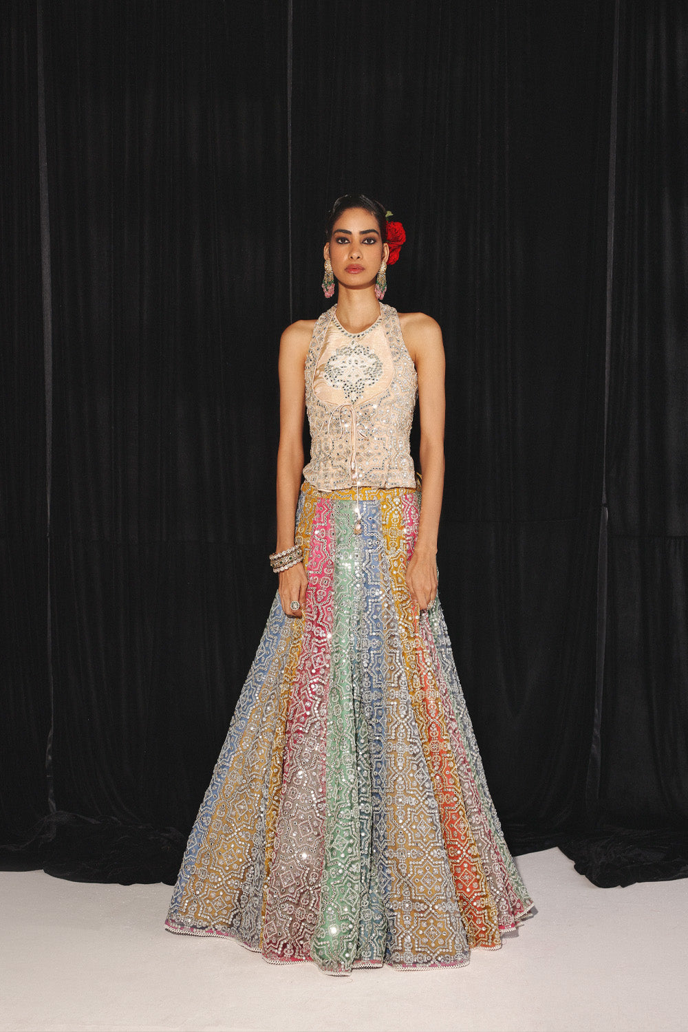 MIRRORWORK MULTI COLOR PANEL LEHENGA SET – Studio East6