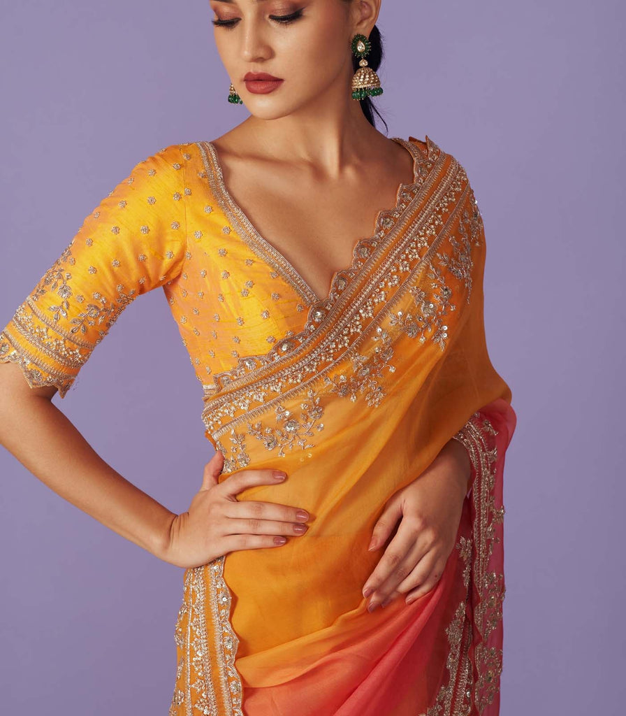 ZARDOZI ZIG ZAG BORDER SAREE SET – Studio East6